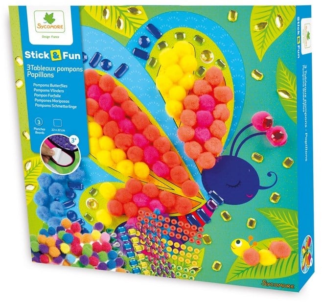 Sycomore Stick'N Fun - S - Pompoms - Papillons - 3a+ Planet Happy DE